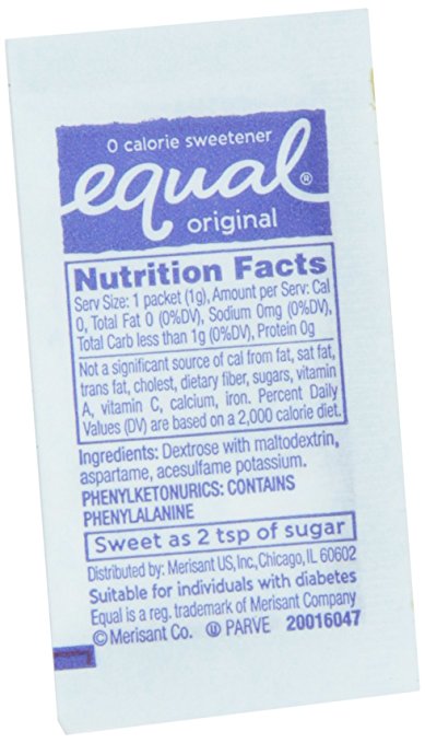 equal sugar packets ingredients